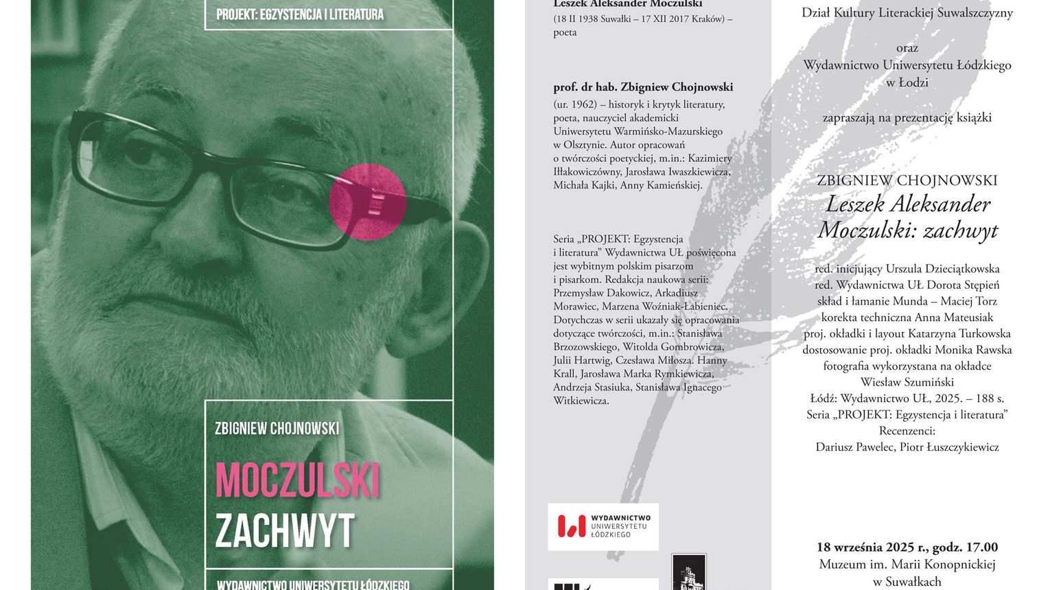 Prezentacja książki „Leszek Aleksander Moczulski: zachwyt” w Suwałkach
